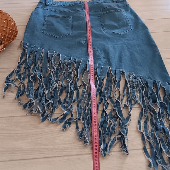 Skirts | Women Fashion Plus Size Fringed Denim Skirt | Poshmark